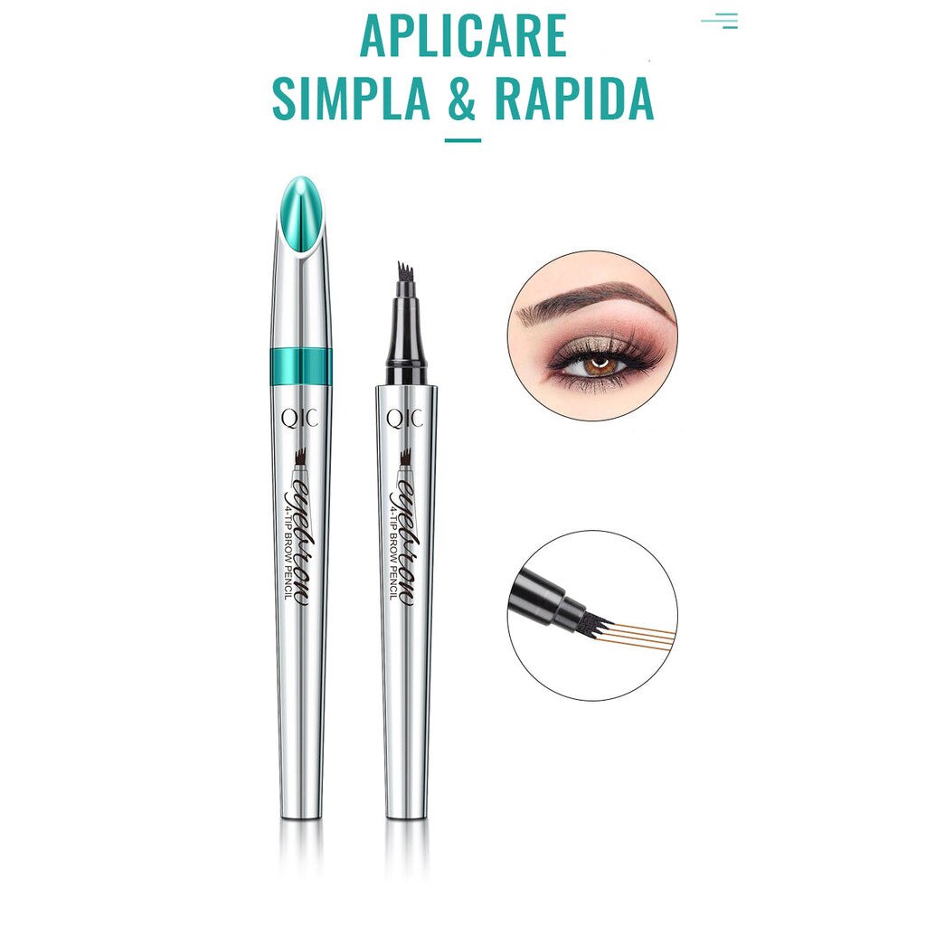 Creion pentru sprancene 3D cu efect de microblading, QIC, 1g, 02 Maro ...