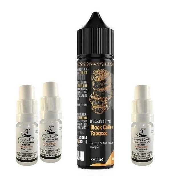 Pachet Lichid tigara electronica premium Smokemania, Black Coffee Tobacco, 10mg/ml, 60ml cu ...