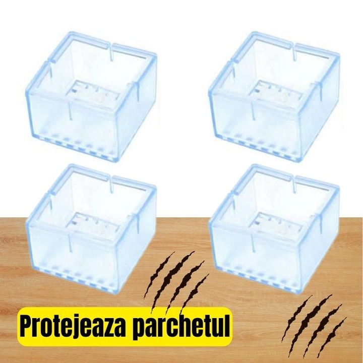 Set 4 Protectii pentru Picioare Patrate Scaune si Mobila, 35 x 35 mm ...