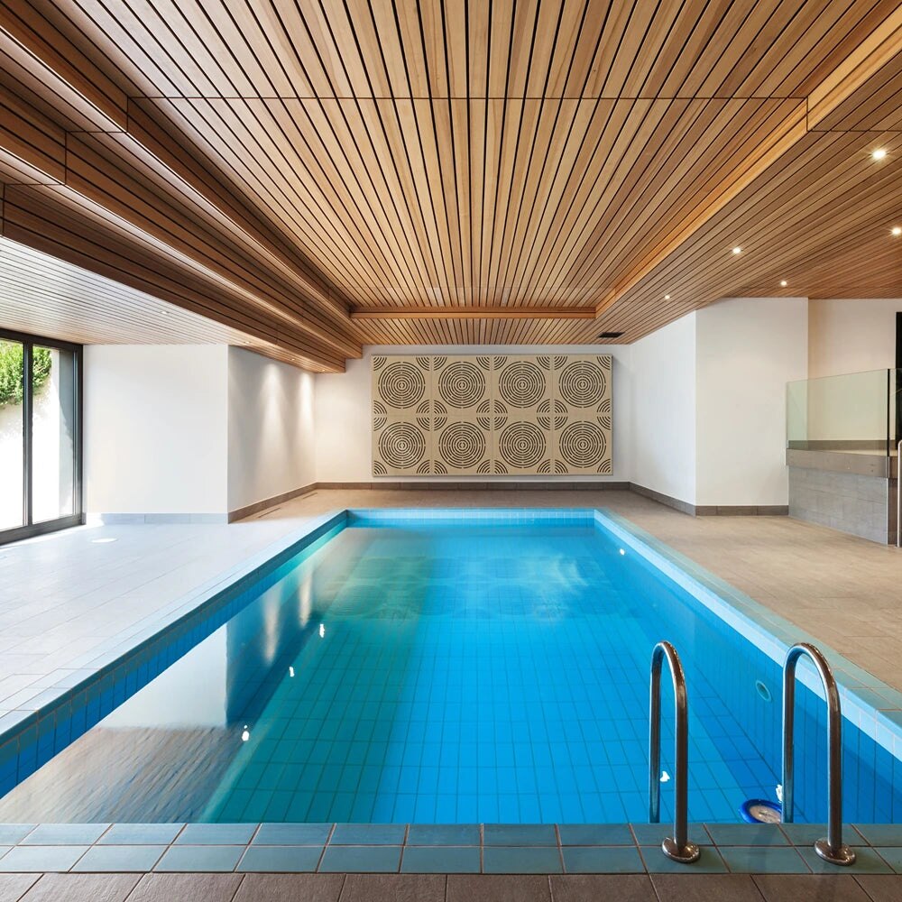 Panou acustic din lemn perforat Decibel Circulo, 50x50x5.7 cm, Stejar ...