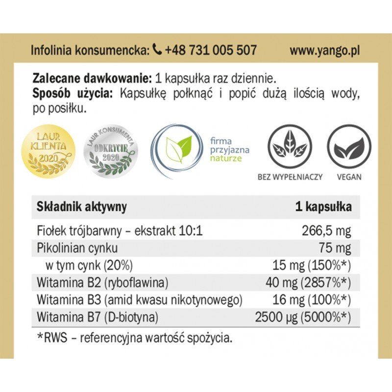 Skinsiv Panseluta salbatica, zinc si vitamine B, Yango, 90 capsule ...
