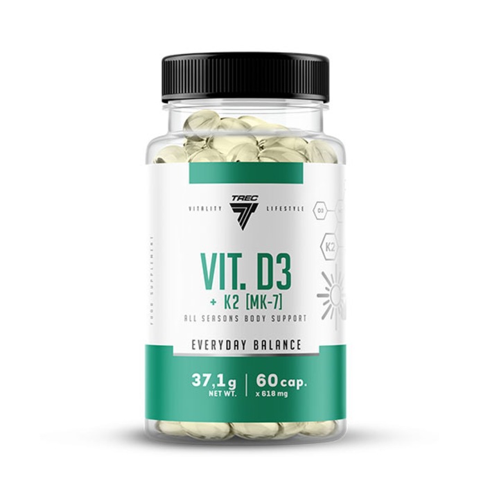 Vitamina D3-Vit D3siK2 Mk7, Trec, 60 capsule - eMAG.ro