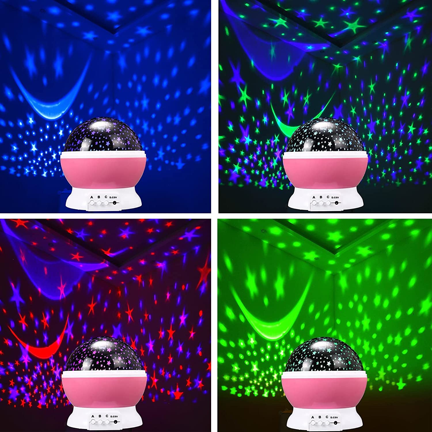 Proiector pentru camera copiilor Led, DIGIMAT, rotativ cu afisaj ...