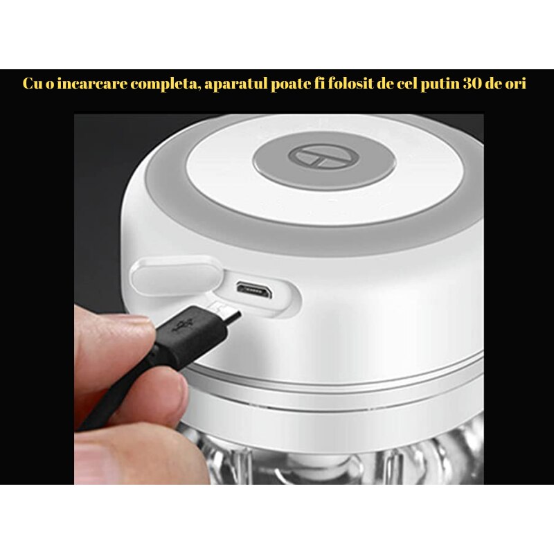 Mini tocator electric pentru legume/fructe, alimentare USB, 250 ml ...