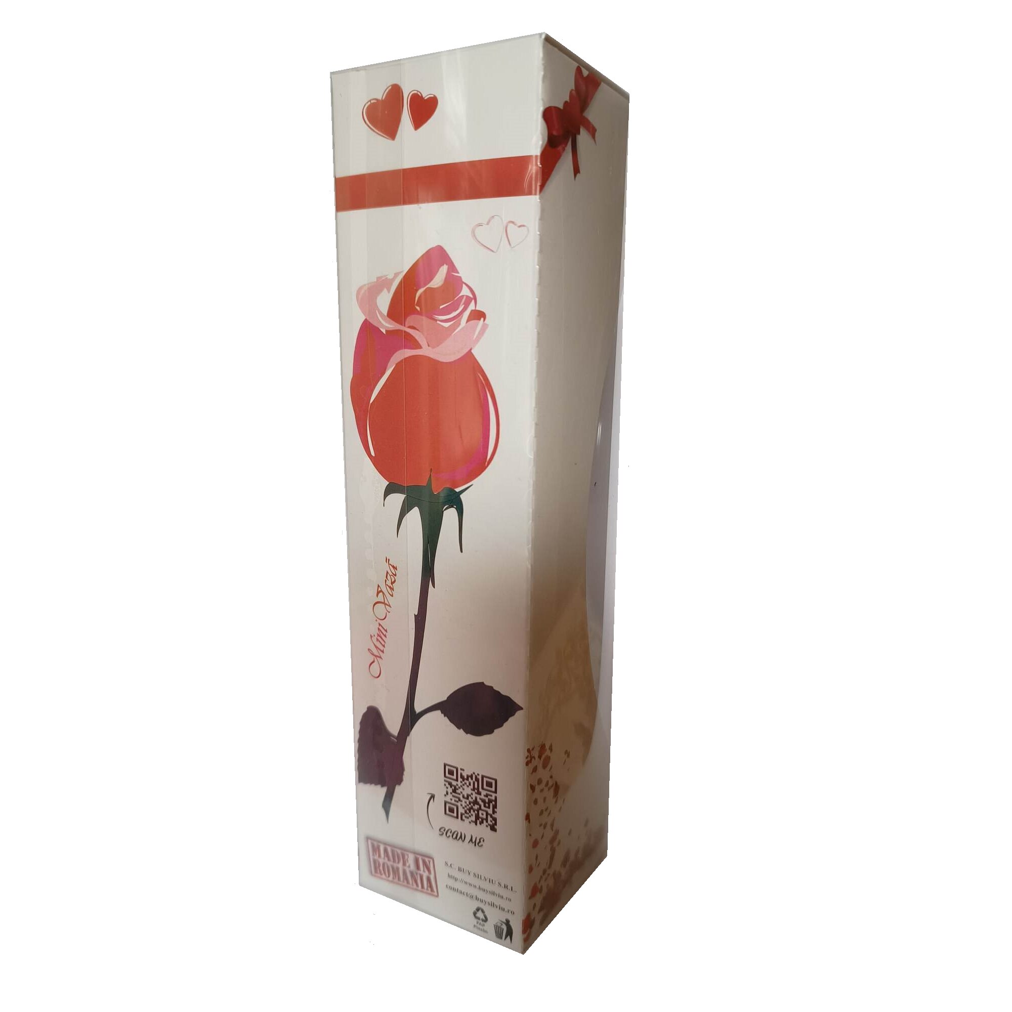 Mini Vaza floare masina, odorizant fara parfum, BUY SILVIU, 4 x 4 x 16 ...