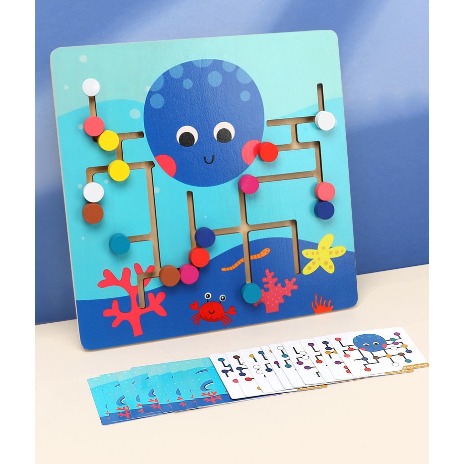 Labirint 3D pentru copii, Zola®, model caracatita, cartonase pentru ...