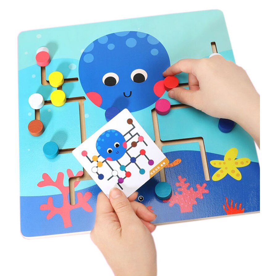 Labirint 3D pentru copii, Zola®, model caracatita, cartonase pentru ...