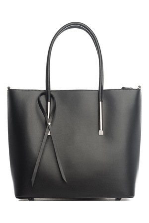 Lia Biassoni, Geanta shopper de piele cu fermoar, Negru - eMAG.ro