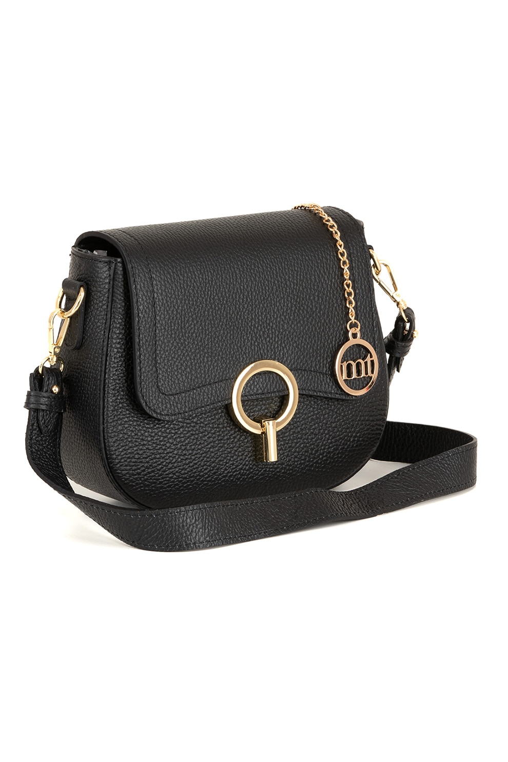 Mia Tomazzi, Geanta crossbody din piele cu aspect marmorat, Negru - eMAG.ro