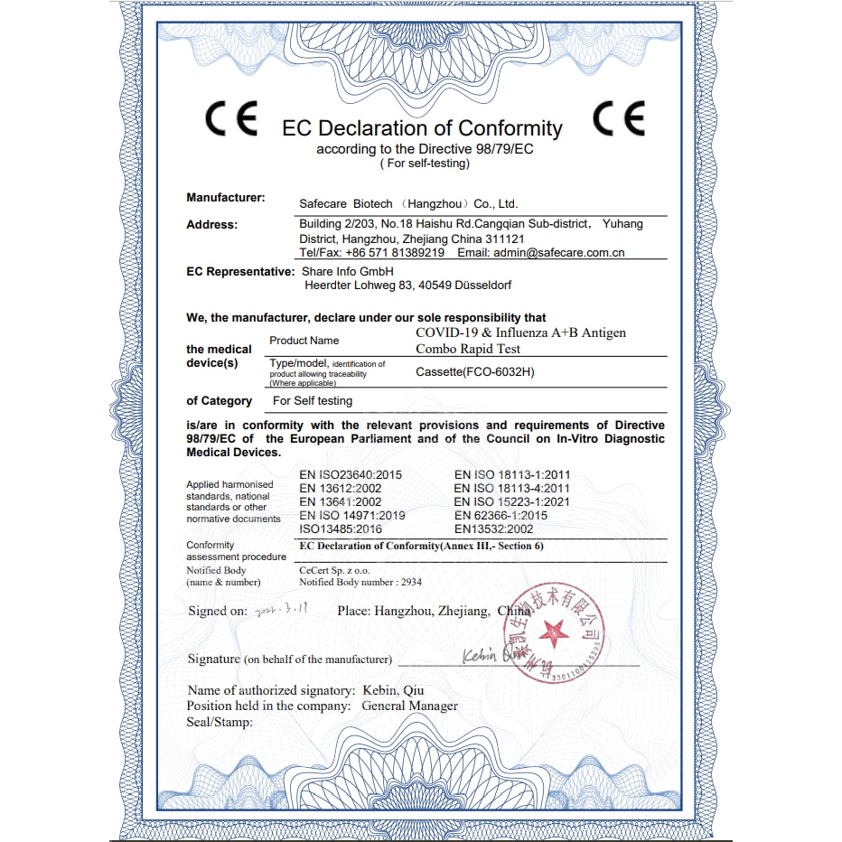 Test Rapid Combo Covid-19, Gripa Tip A si Tip B, Safecare, 1 bucata ...