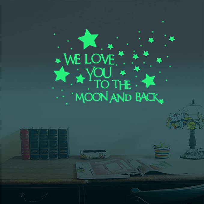 Sticker fosforescent "WE Love You to The Moon and Back", 1 set format ...