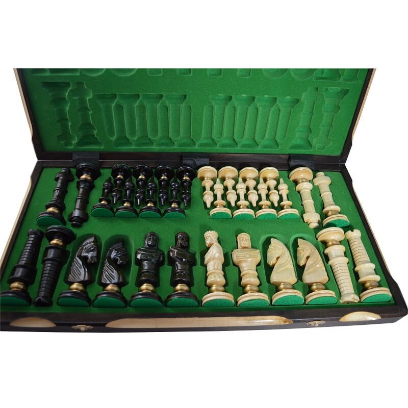 Set sah Royal De Lux, Zegaryszachowe, Lemn, Crem/Negru - eMAG.ro