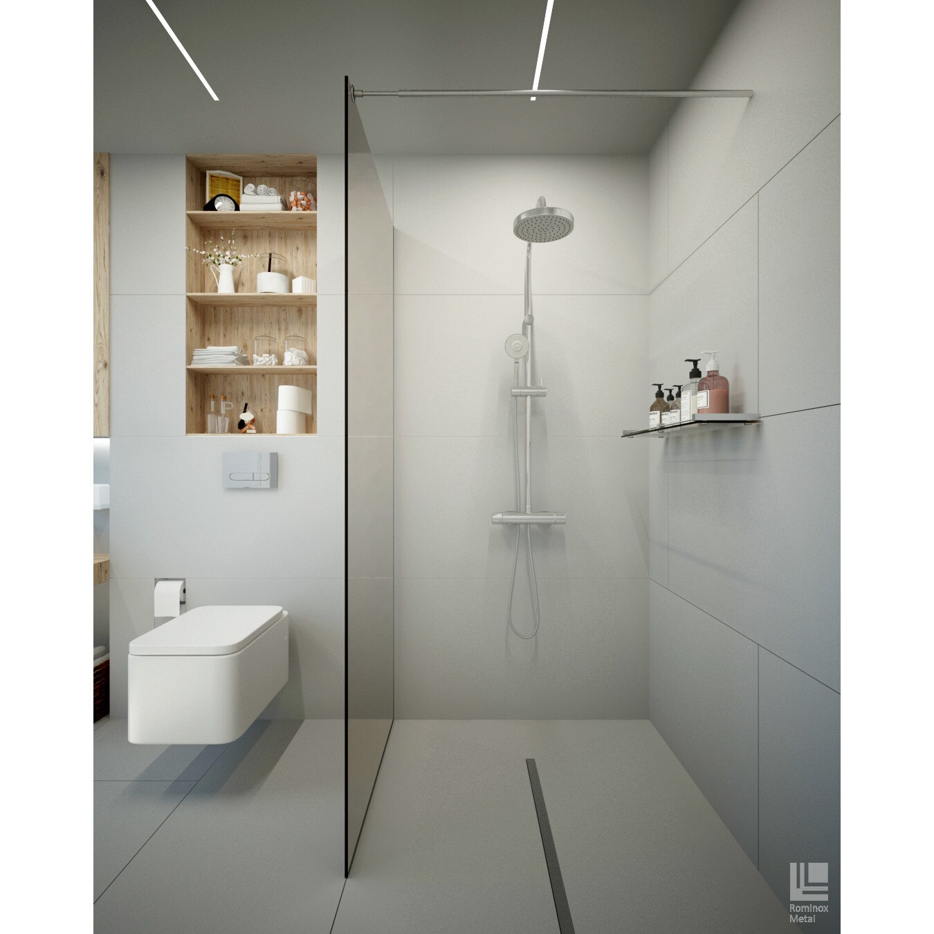 Paravan dus 400x2000 mm, sticla 8mm securizata MARO, feronerie inox ...