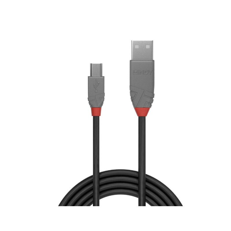 Cablu Lindy LY-36721, USB 2.0 - Mini USB-B, 0.5m, Black - eMAG.ro