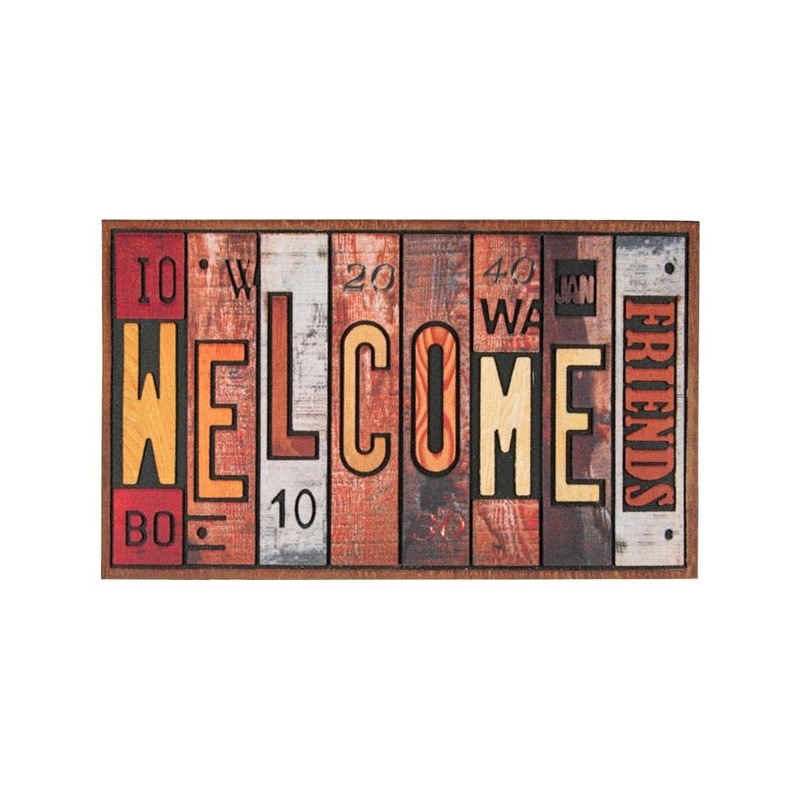 Изтривалка, За входна врата, Надпис Welcome, Каучук, 75x45x0,40 см ...