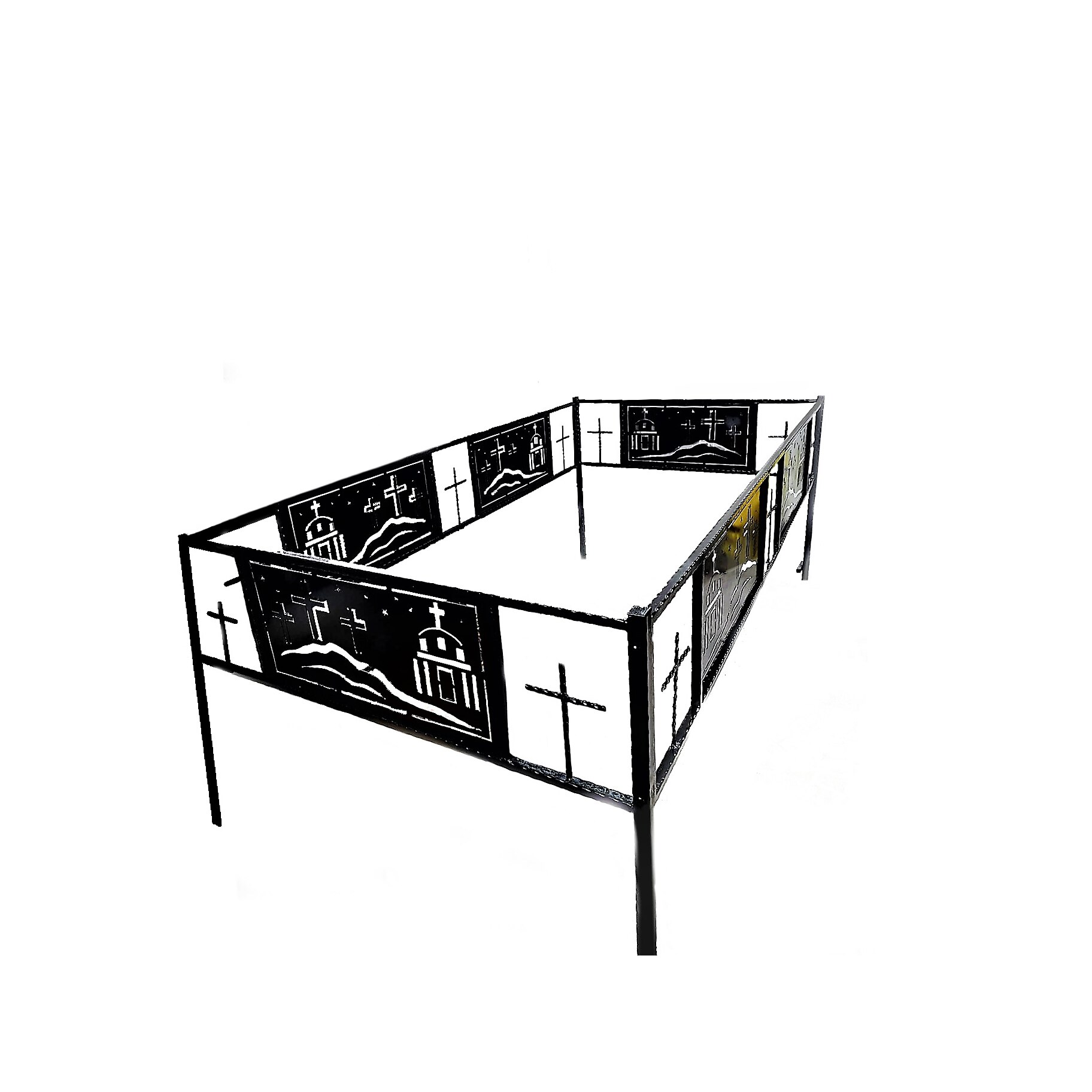 Gardut funerar cimitir negru, modular, 230cm X 230cm, doua locuri tabla ...