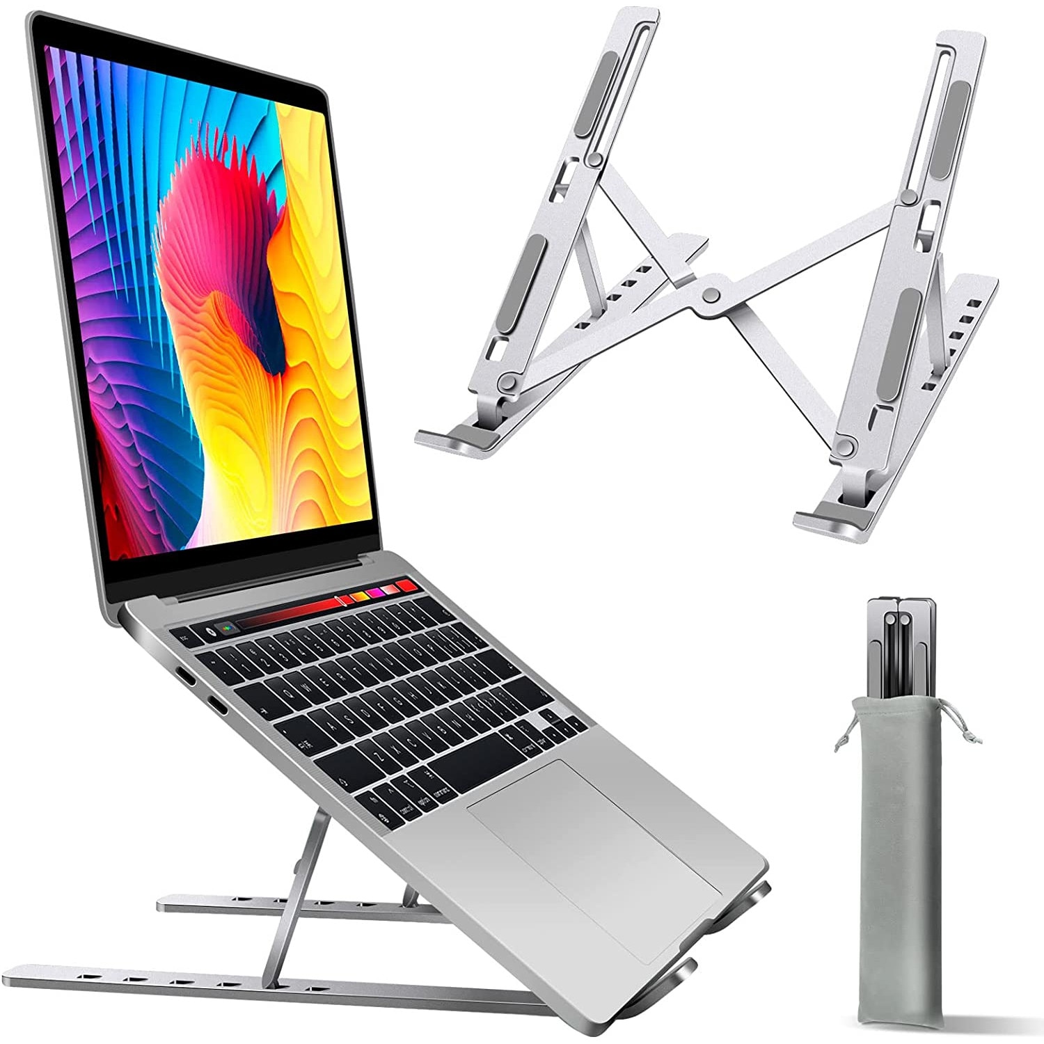 Suport pentru laptop, reglabil pe inaltime, pliabil, din Aluminiu ...