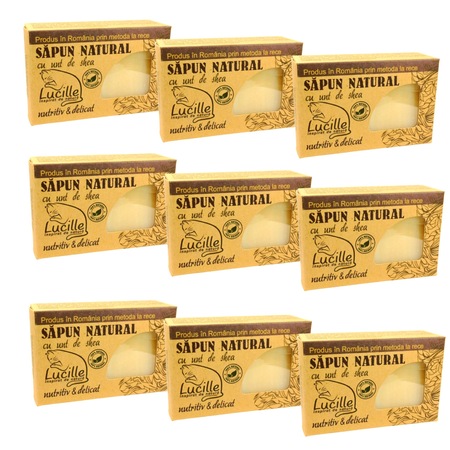 Set 9 sapunuri naturale Lucille, cu unt de shea, 9x75g - eMAG.ro