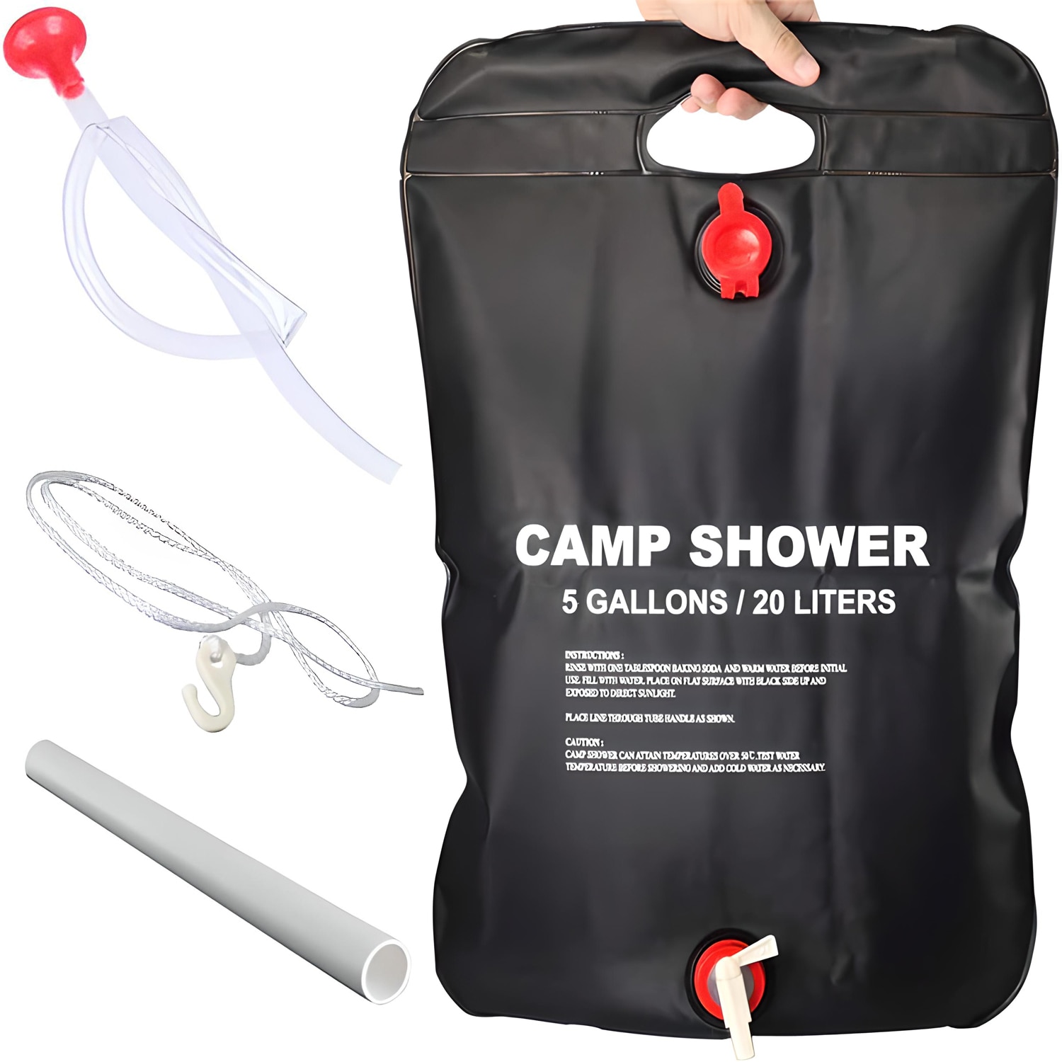 Dus solar pentru camping, PVC, Capacitate 20L, Negru - eMAG.ro