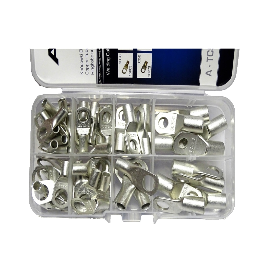 Set papuci electrici neizolati cu gaura, din cupru, 65 piese, Asta ...