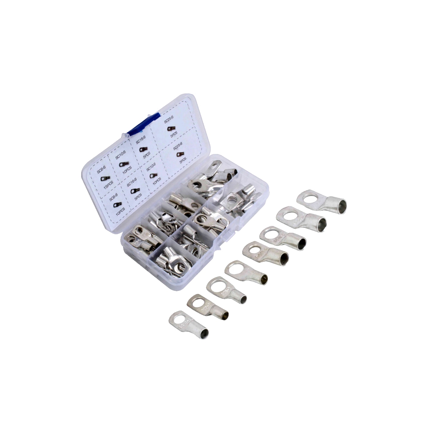Set papuci electrici neizolati cu gaura, din cupru, 65 piese, Asta ...