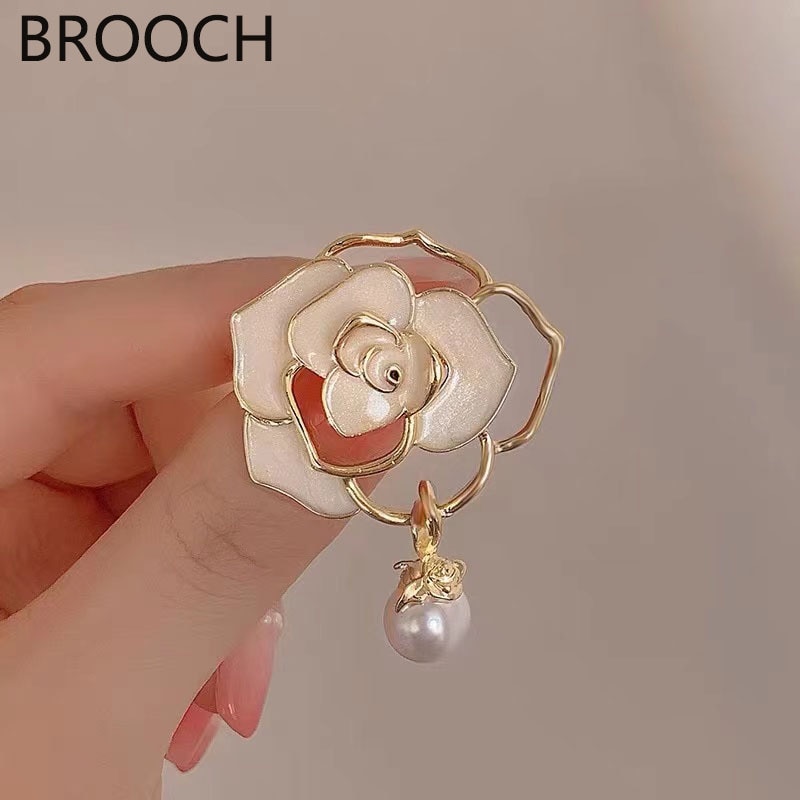 Brosa perla floare, aur, 4x5cm - eMAG.ro