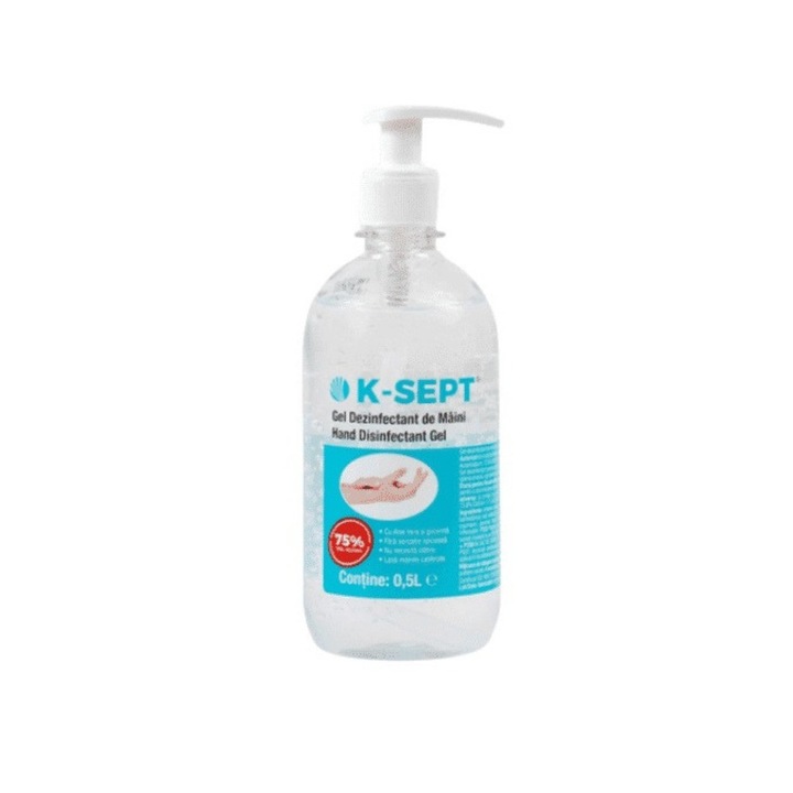 Гел за дезинфекция на ръце, алкохол 75%, с глицерин K-SEPT, 500 ml x 5 ...