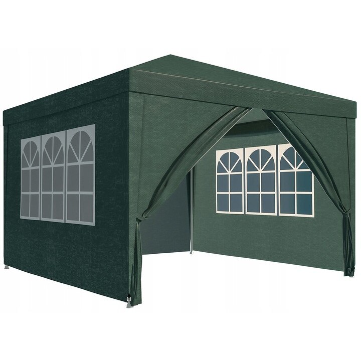 Cort pavilion de gradina, 300x300 cm, cu 4 pereti laterali cu ferestre ...