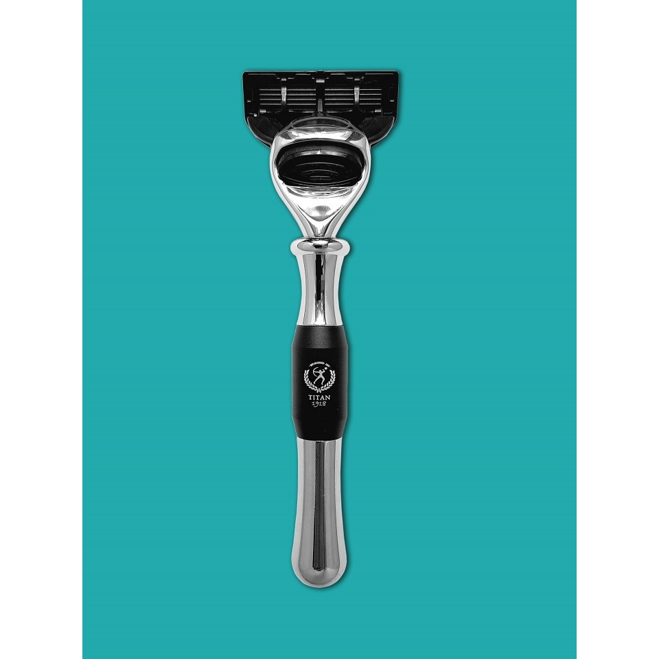 Set pentru barbierit Titan, Aparat de ras fusion5 cu 4 rezerve, Suport ...