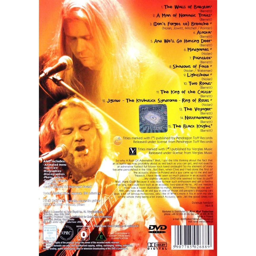Clive Nolan & Nick Barret: A Rush Of Adrenaline [DVD] - eMAG.ro