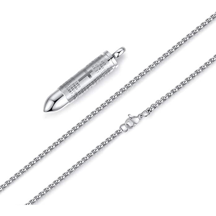 Colier inox negru cu glont si Tatal Nostru, BeSpecial, CLR18 - eMAG.ro