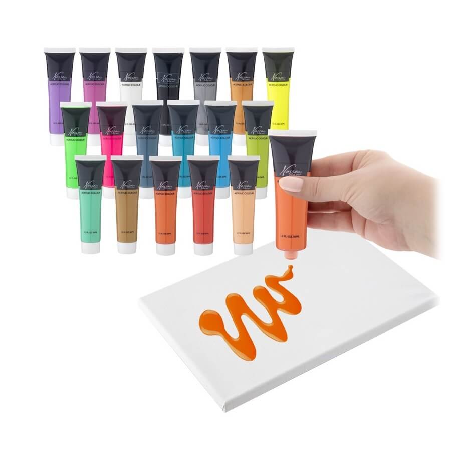 Set culori acrilice neon si metalice Nassau Fine Art 18 culorix36ml ...
