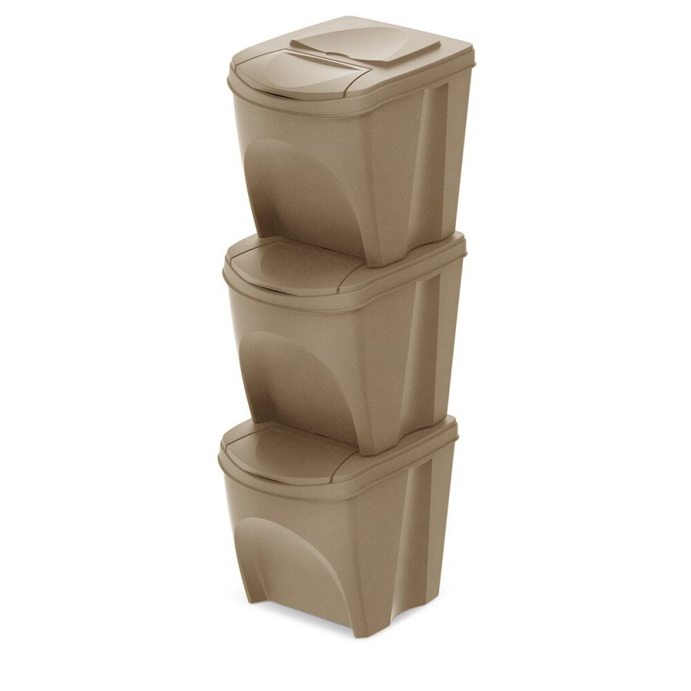 Set 3 cosuri de gunoi Prosperplast, Sortibox Eco Wood, 3x25 l, Plastic ...