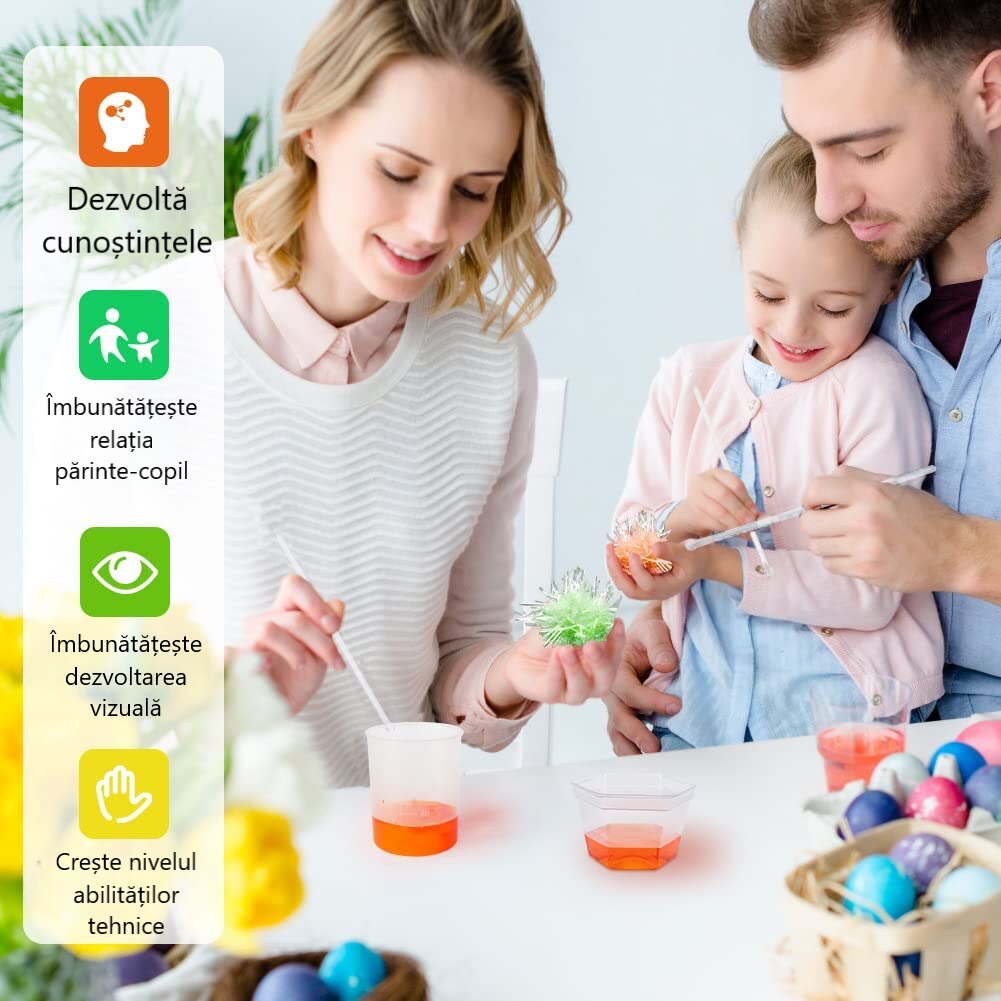 Joc Educativ STEM Kit Stiinta, Experimente cu Cristale, 2 Culori, + 6 ...