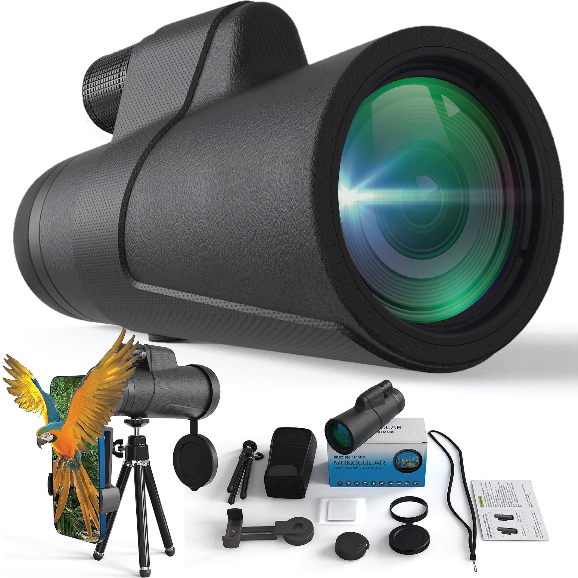 Monoclu 12x50 cu ocular mare, monocular HD, rezistent la apa, luneta cu ...