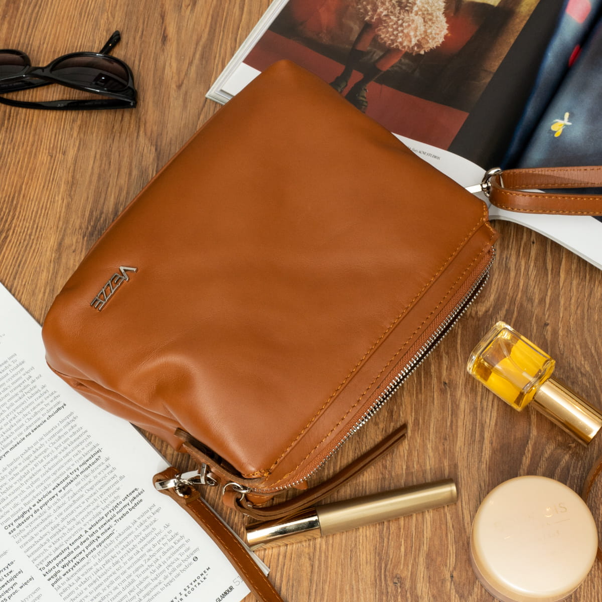 Geanta mini, Vezze, Piele naturala, Bej - eMAG.ro