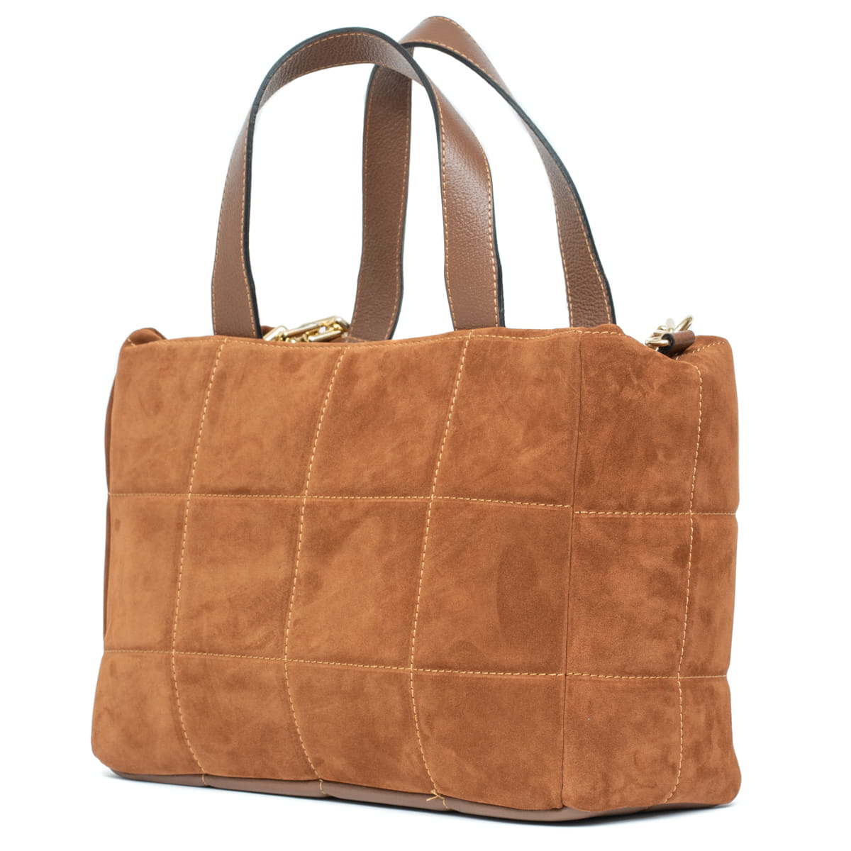 Geanta cu lant, Vezze, Piele intoarsa, Maro deschis, 40x28x15 cm - eMAG.ro