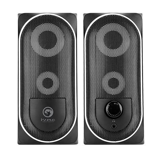 Sistem de boxe 2.0, Marvo, SG-266BT, Bluetooth/AUX, Iluminare RGB, 6W, Negru - eMAG.ro