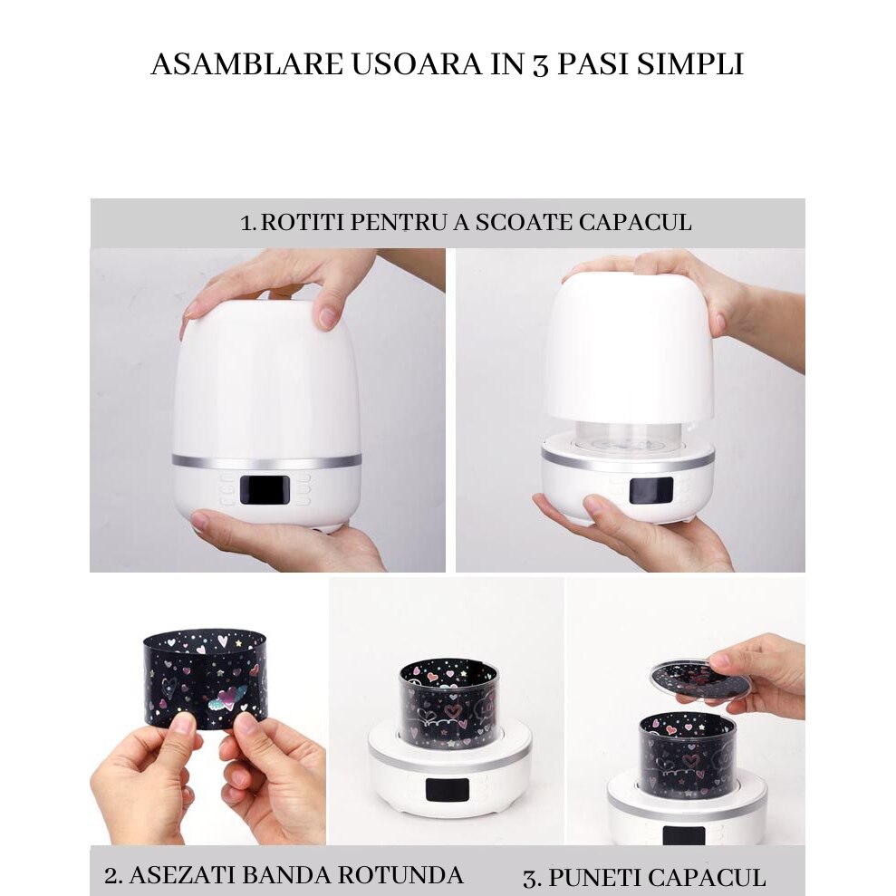 Lampa de veghe pentru copii, proiector cu diverse culori si modele de ...