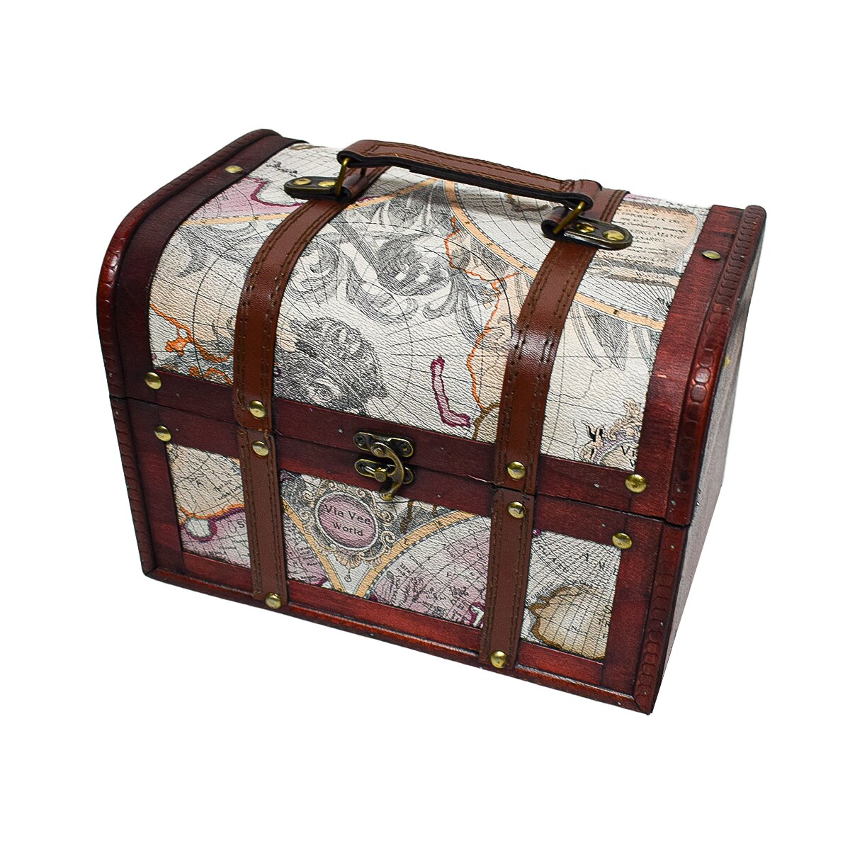 Set 3 cutii depozitare tip cufar, Naimeed D171SET, Lemn, Visiniu - eMAG.ro