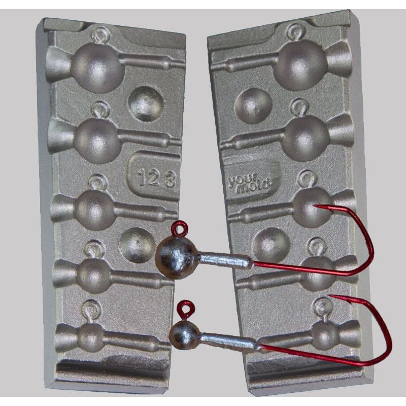 Matrita de plumb pescuit, 5 jiguri cap 5.5-8-12-18-25 grame, Aluminiu ...