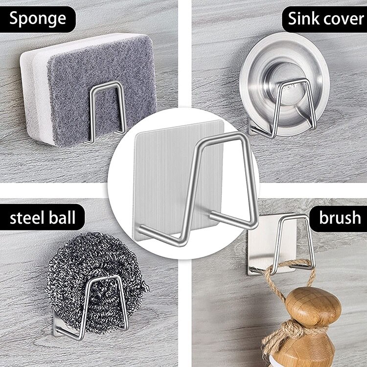 Suport pentru burete, IZMAEL, Autoadeziv, Inox, Alb - eMAG.ro