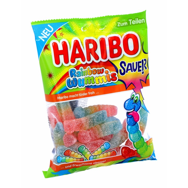 Jeleuri Rainbow Worms, Haribo, Aroma fructe, 160 g - eMAG.ro