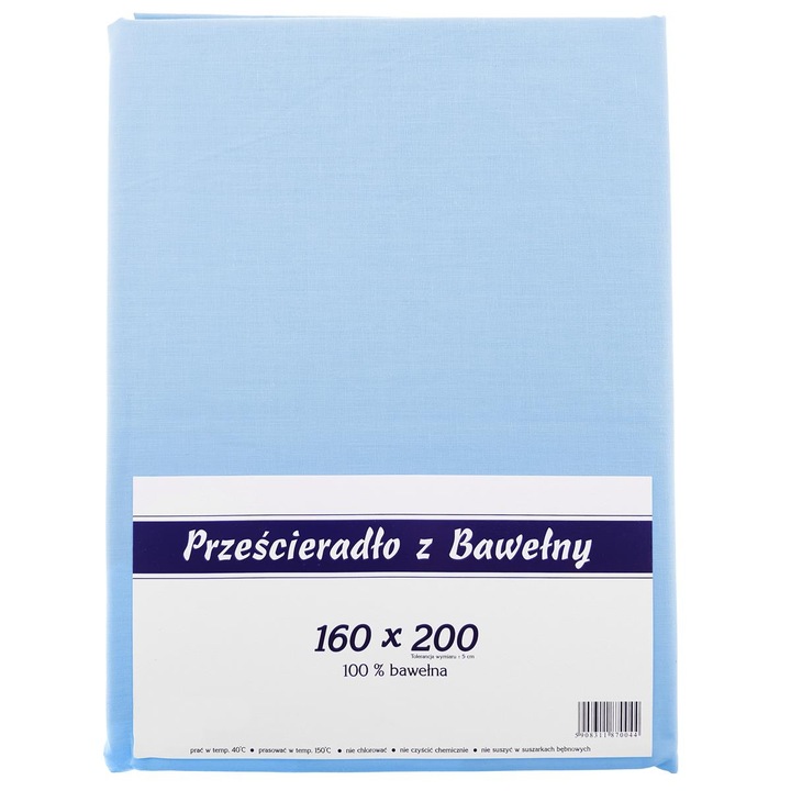 Cearceaf FAN, 160x200 cm, Bumbac, albastru noris - eMAG.ro