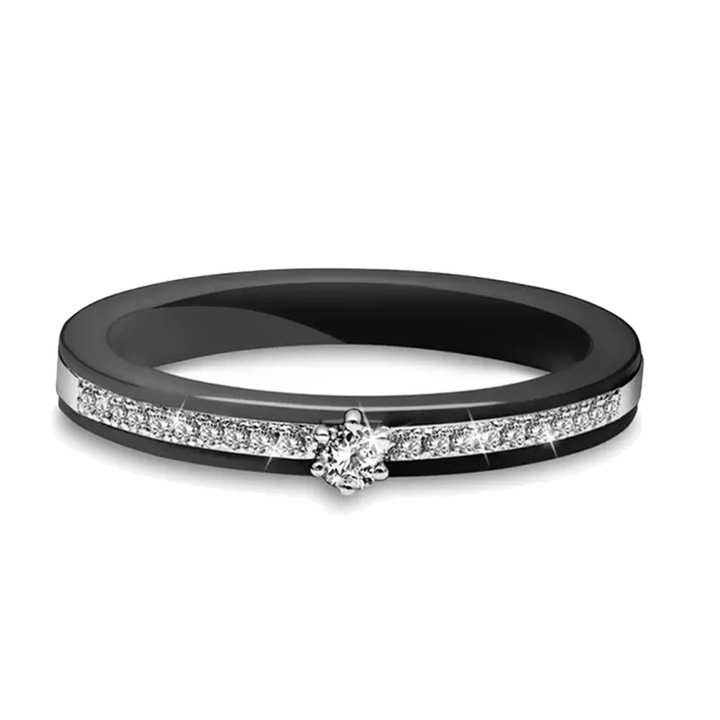 Inel dama, The Veuer, 19mm, Negru - eMAG.ro