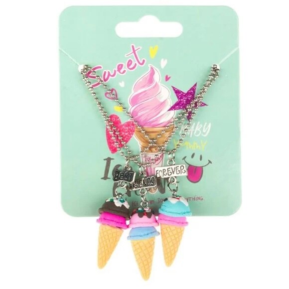 Set 3 coliere pentru copii, cu pandantive inghetata, ''Best friends ...
