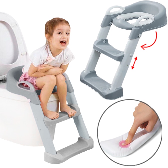 Reductor toaleta cu scara Little Mom Grow Up Grey - eMAG.ro