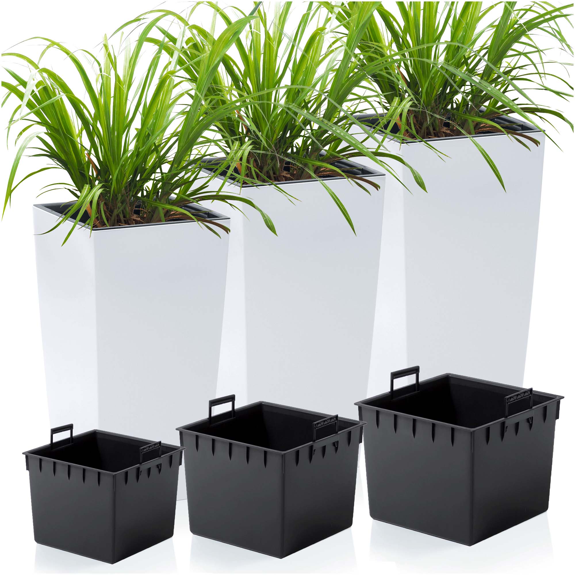 Set 3X Ghiveci Inalt Decorativ Pentru Floricu Insertie, Prosperplast ...