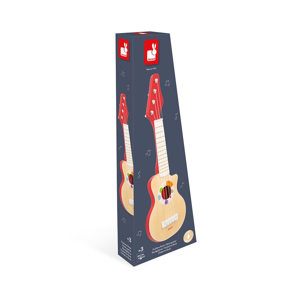 Chitara Rock, Janod, 4 corzi, din lemn, 3 ani+ - eMAG.ro