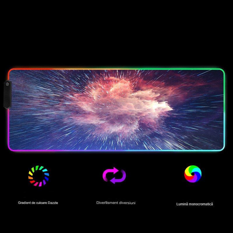 MousePad profesional Gaming RGB mare XXL, Lumini LED, Suprafata moale ...
